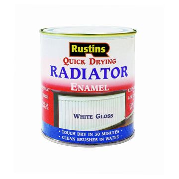 Rustins Quick Dry Enamel Radiator Paint Gloss White 500ml - Leyland SDM